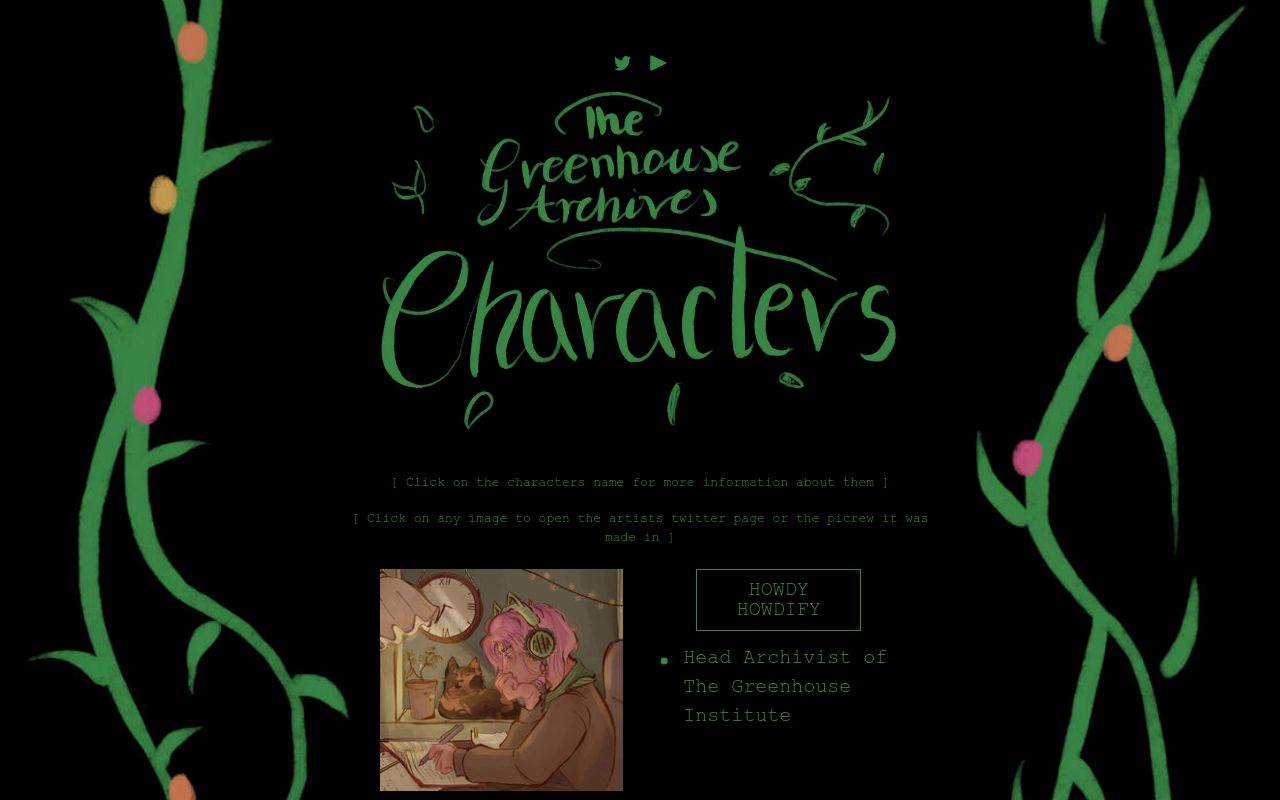 The Greenhouse Archives Characters